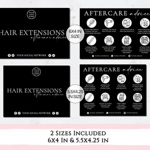 Hair Extensions Care Card Template, Editable Hair Extension Aftercare ...
