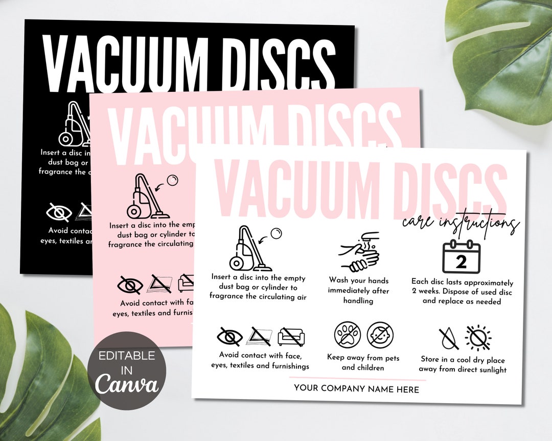 Vacuum Discs Care Card Canva Template, Editable Vacuum Scented Discs ...