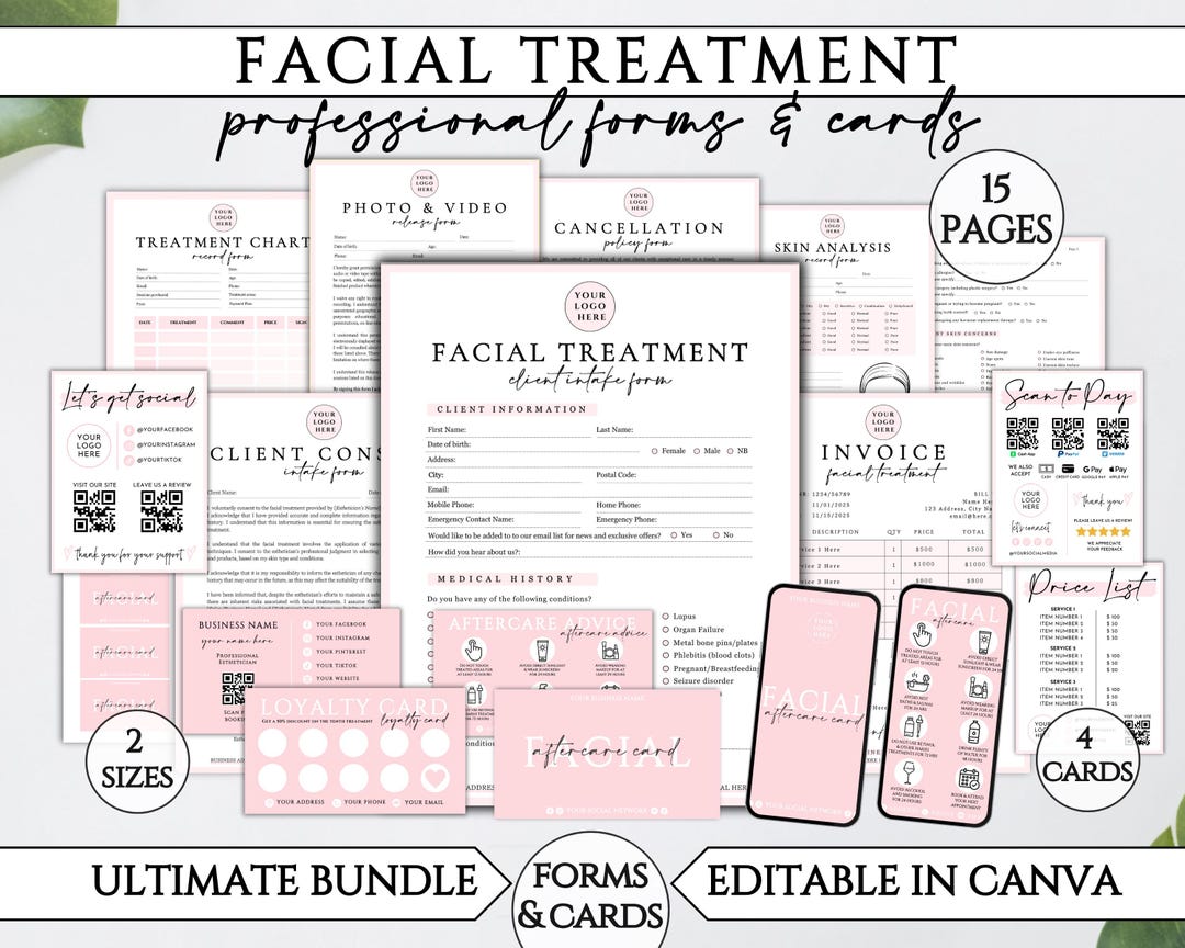 Facial Treatment Forms, Editable Facial Consultation Form, Printable ...