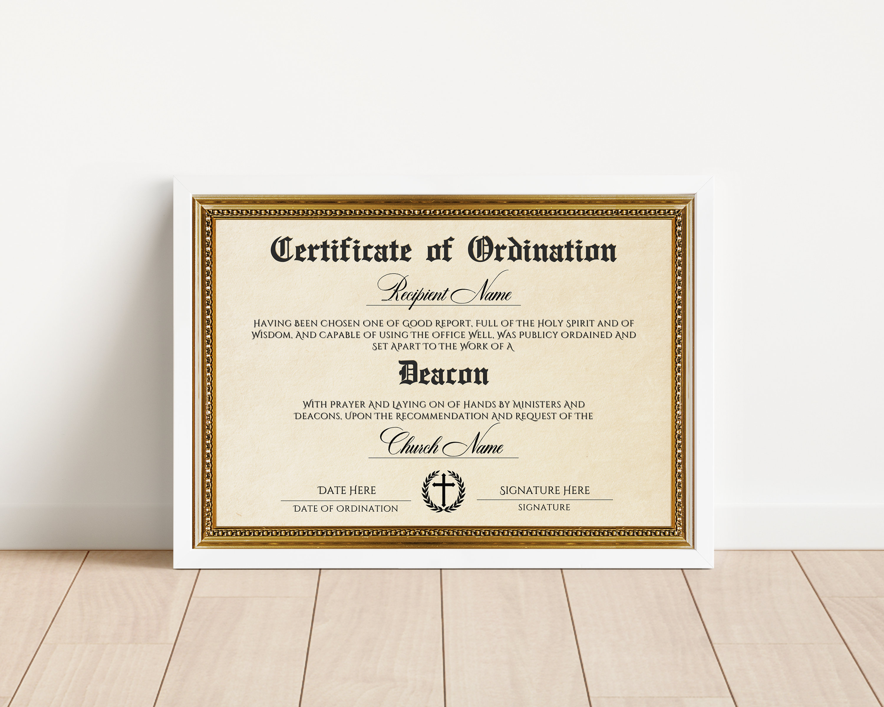 Deacon Ordination Certificate Certificate Of Ordination For Pastor