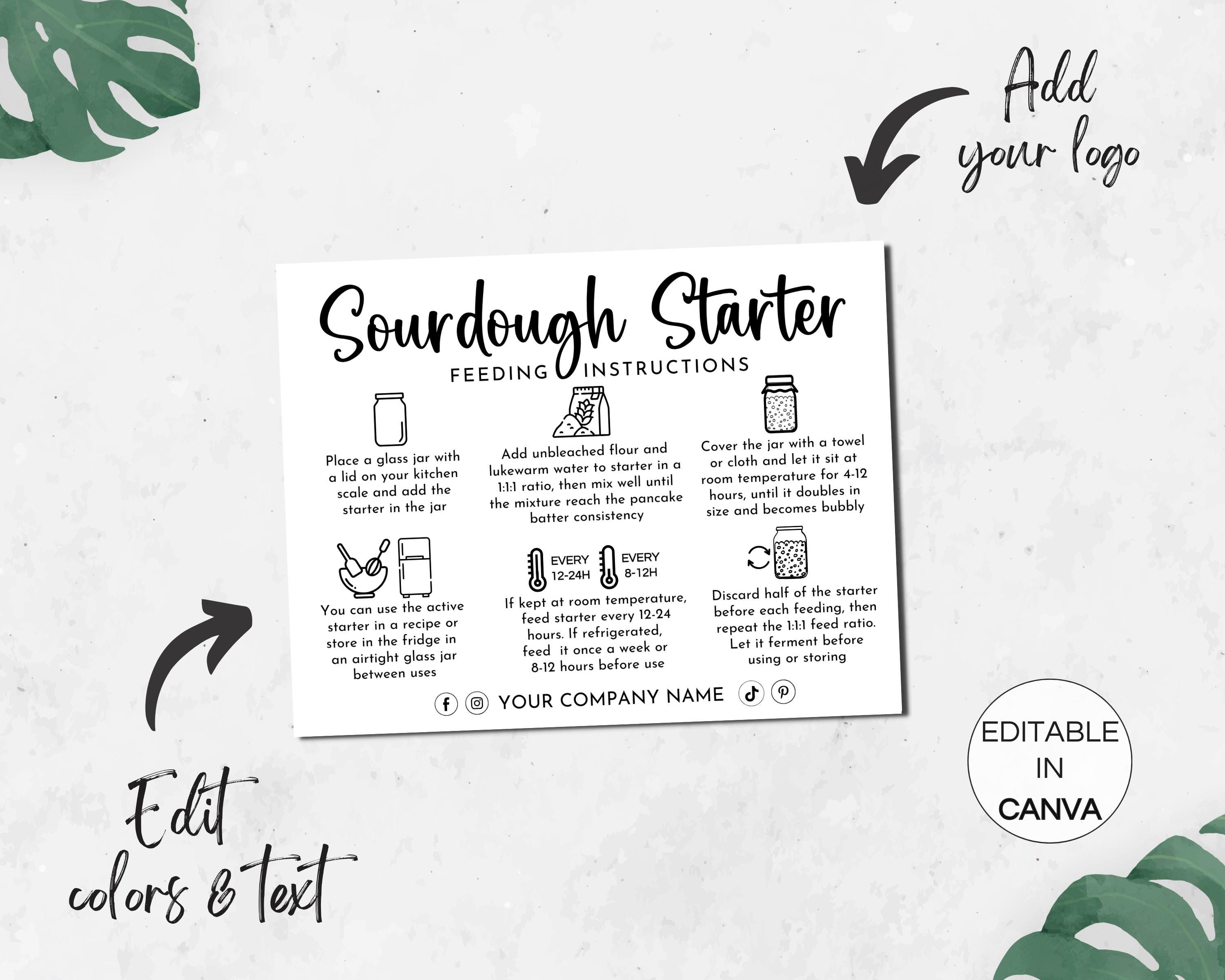 Editable Sourdough Starter Instructions, Sourdough Starters Feeding ...