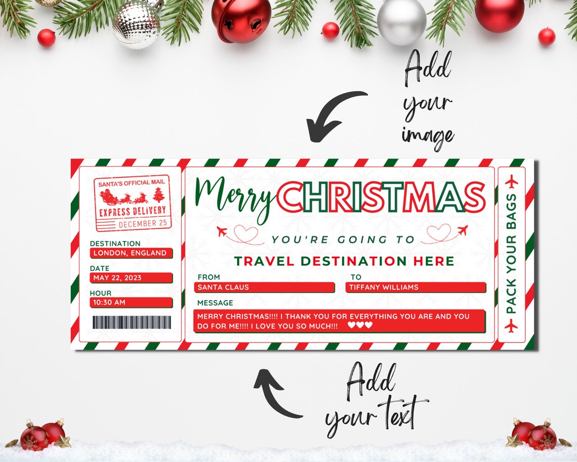 Editable Christmas Boarding Pass Template, Printable Christmas Plane ...