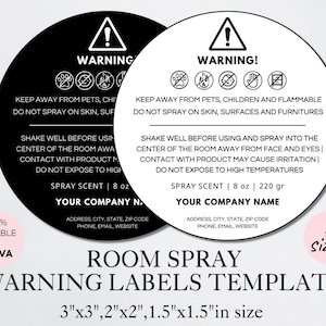 Editable Room Spray Warning Label Canva Template, Printable Spray ...
