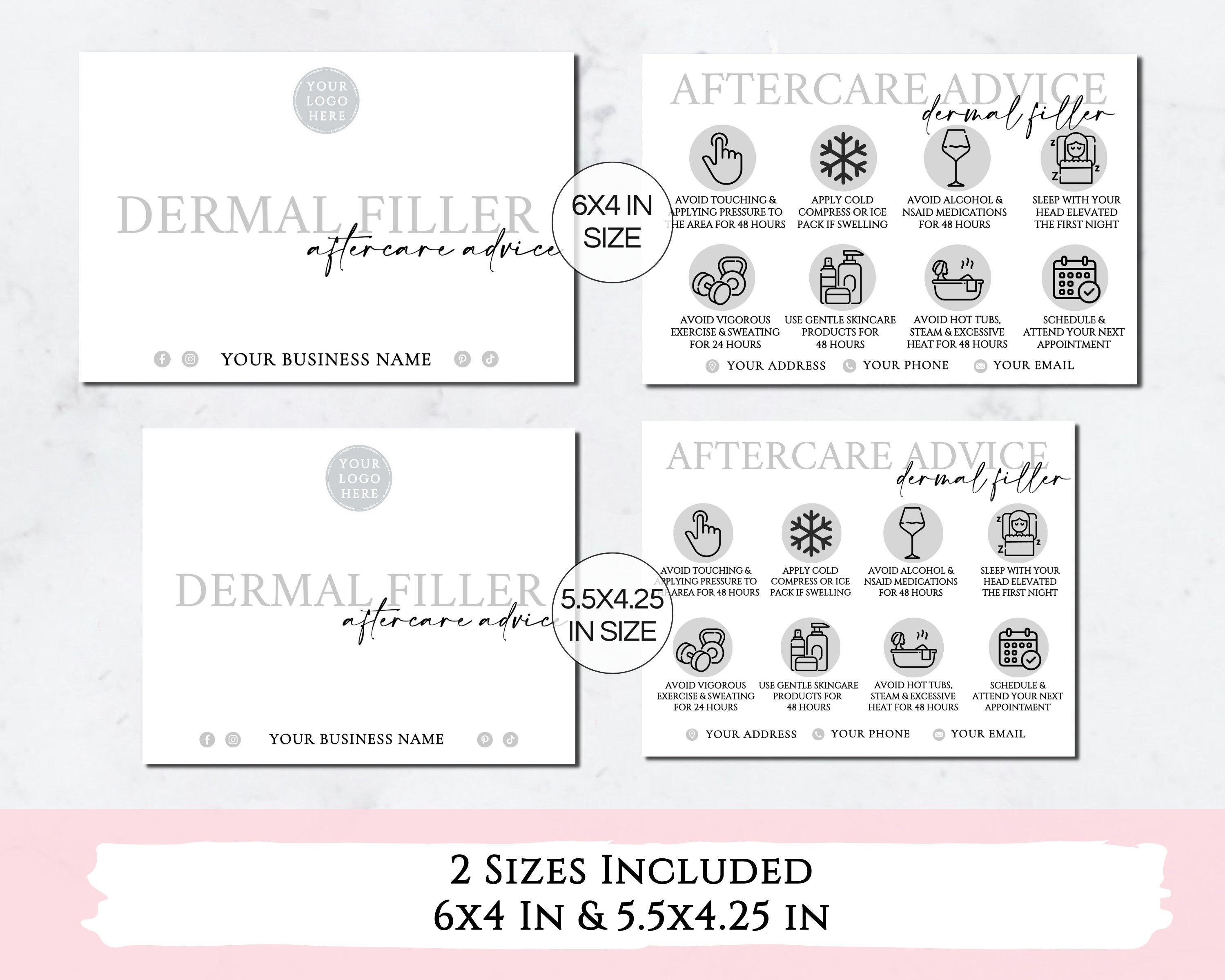 Dermal Filler Aftercare Card, Printable Filler Instructions Guide ...