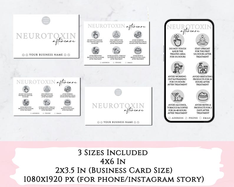 Neurotoxin Aftercare Card, Editable Nurse Injectors Neurotoxin Care ...