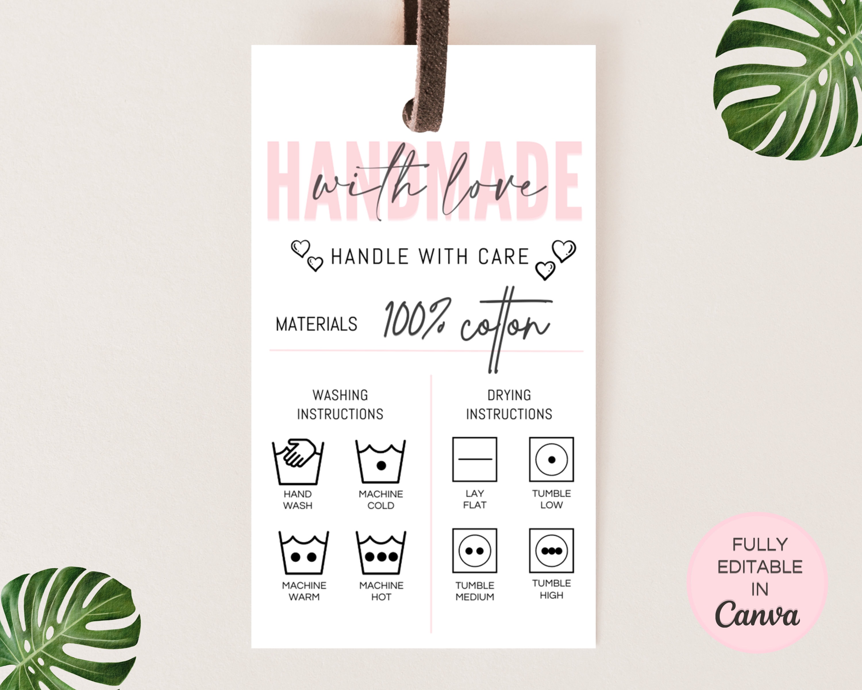 Editable Handmade Clothing Tag Printable Custom Clothing Tags - Etsy