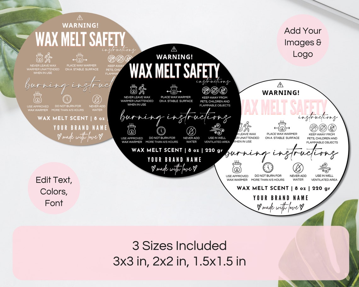 Wax Melts Warning Label Editable Template Printable Wax Tarts - Etsy
