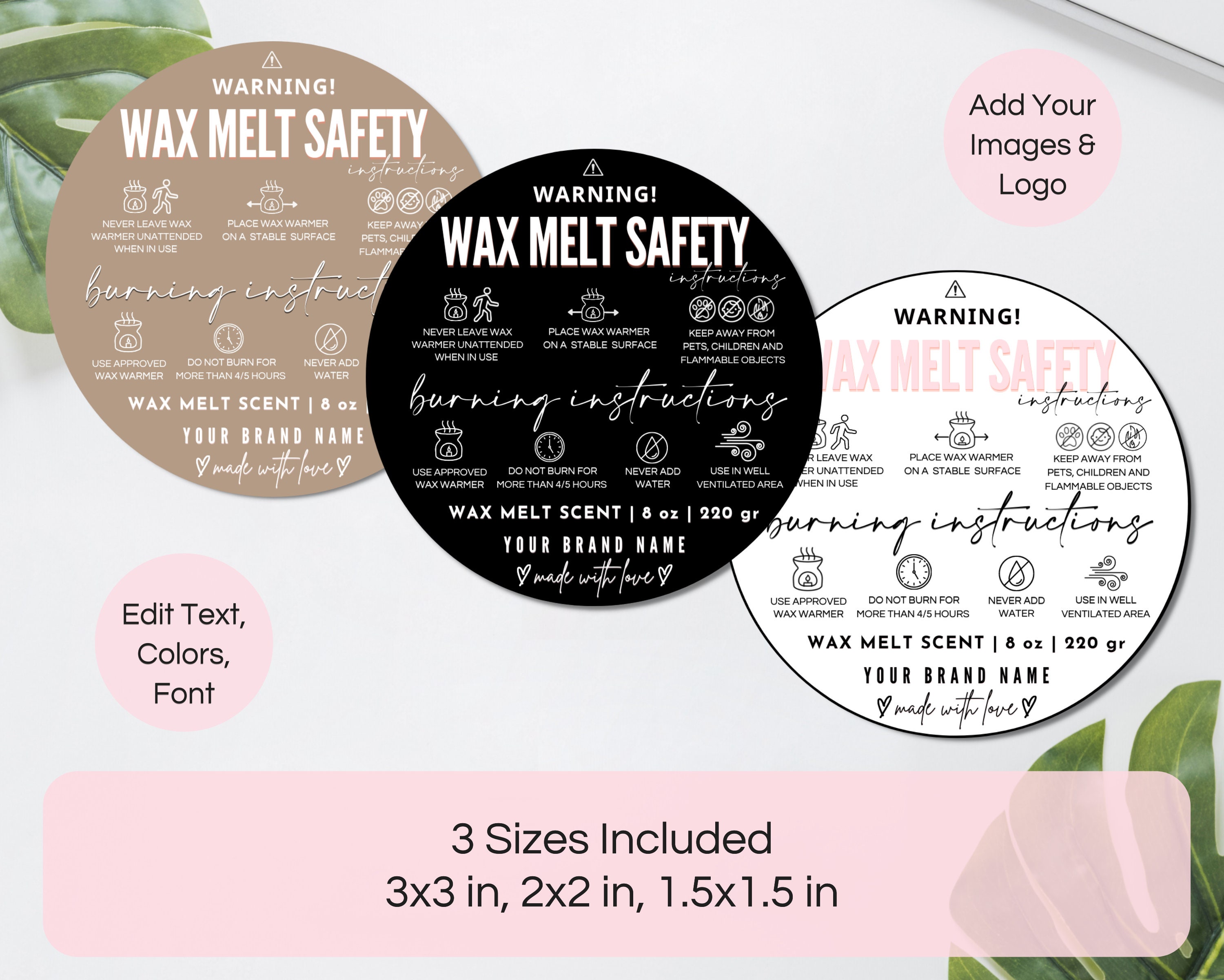 Wax Melts Warning Label Editable Template Printable Wax Tarts - Etsy