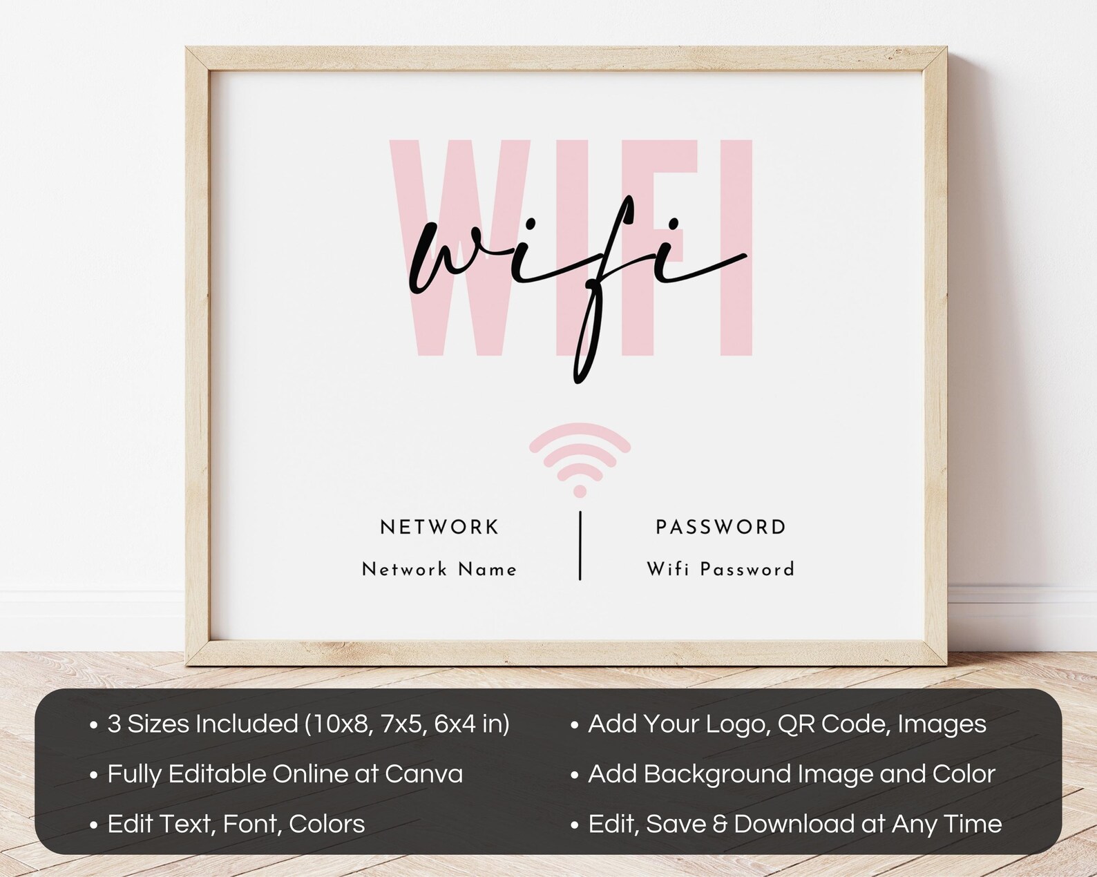 Editable Wifi Password Sign Printable Wifi Sign Airbnb Signs - Etsy