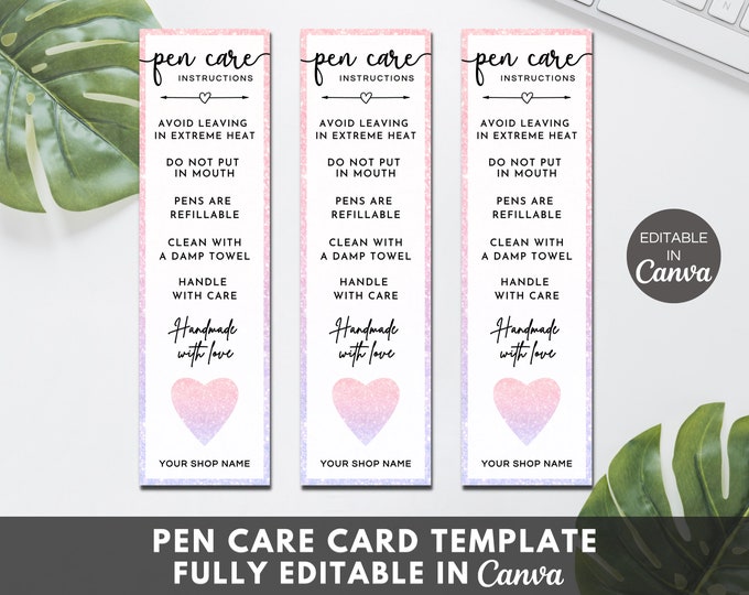 Bead Pen Care Card PNG File, Instruction Card, Package Insert - Etsy