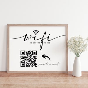 Wifi Sign QR Code, Editable Wifi Sign Canva Template, Printable Hosting ...