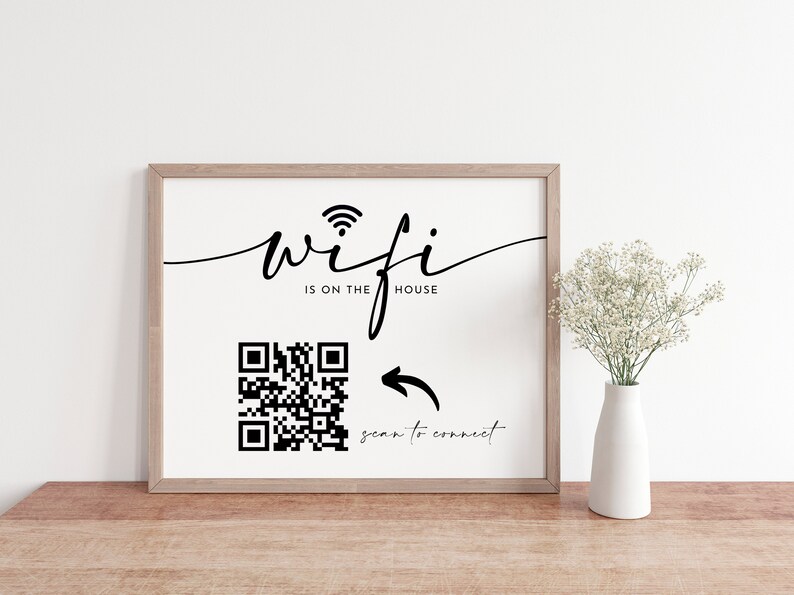 Wifi Sign QR Code Editable Wifi Sign Canva Template - Etsy