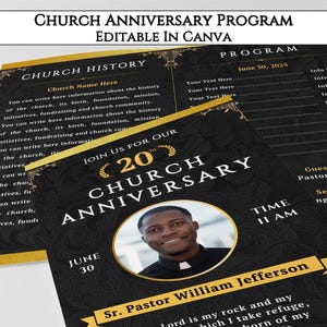 Church Anniversary Program Template, Editable DIY Church Anniversary ...