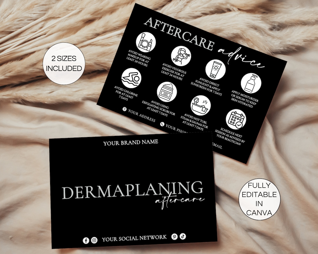 Editable Dermaplaining Aftercare Card, Facial Treatment Post Care ...
