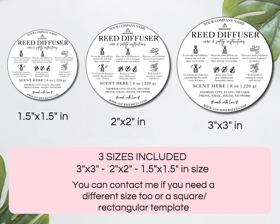 Reed Diffuser Warning Label, Printable Reeddiffuser Safety Sticker ...