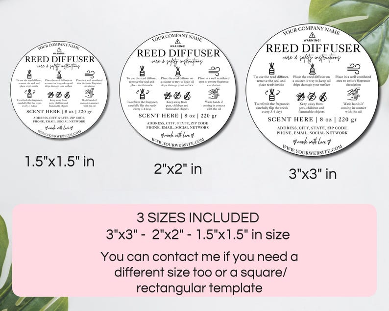 Reed Diffuser Warning Label, Printable Reeddiffuser Safety Sticker ...