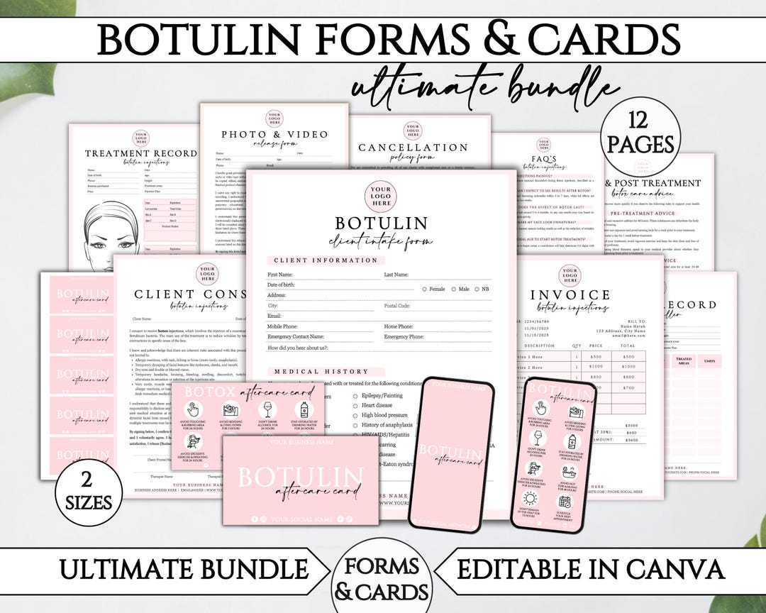 Editable Botulinum Injections Client Forms Bundle Template, Printable ...