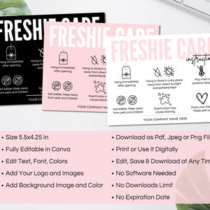 Freshie Care Card Template, Editable Freshie Care Instructions ...