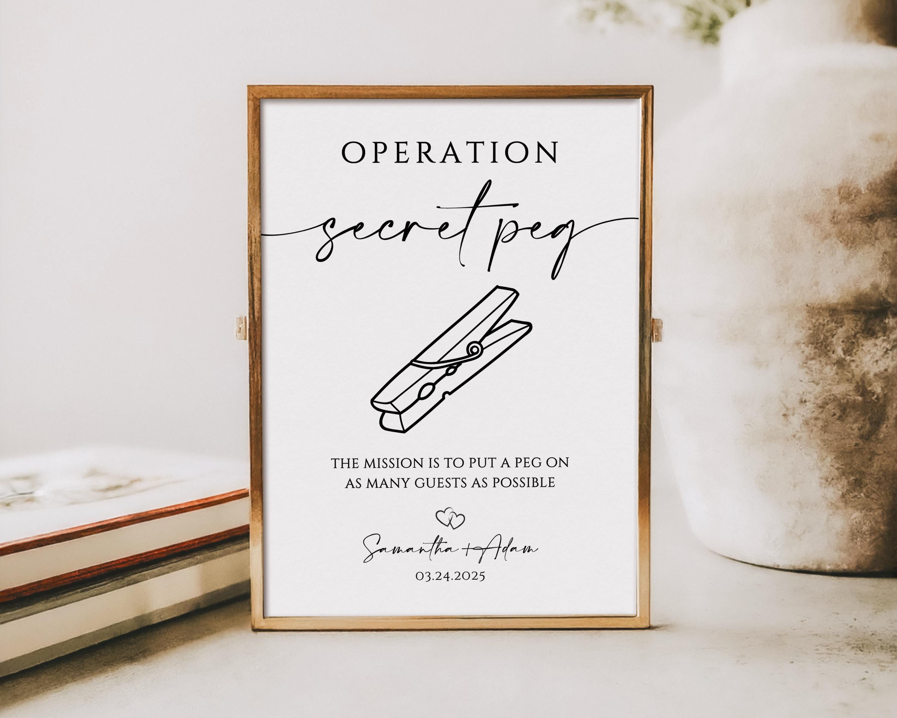 Wedding Peg Game Sign, Printable Wedding Reception Game, Editable Fun ...