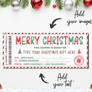 Christmas Gift Certificate, Editable Christmas Coupons, Printable Mom ...