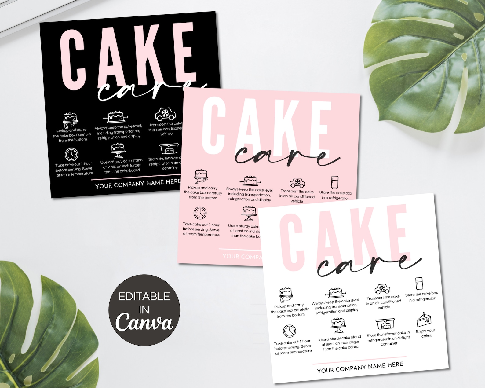 Cake Care Card Editable Template Wedding Cake Care Cards - Etsy
