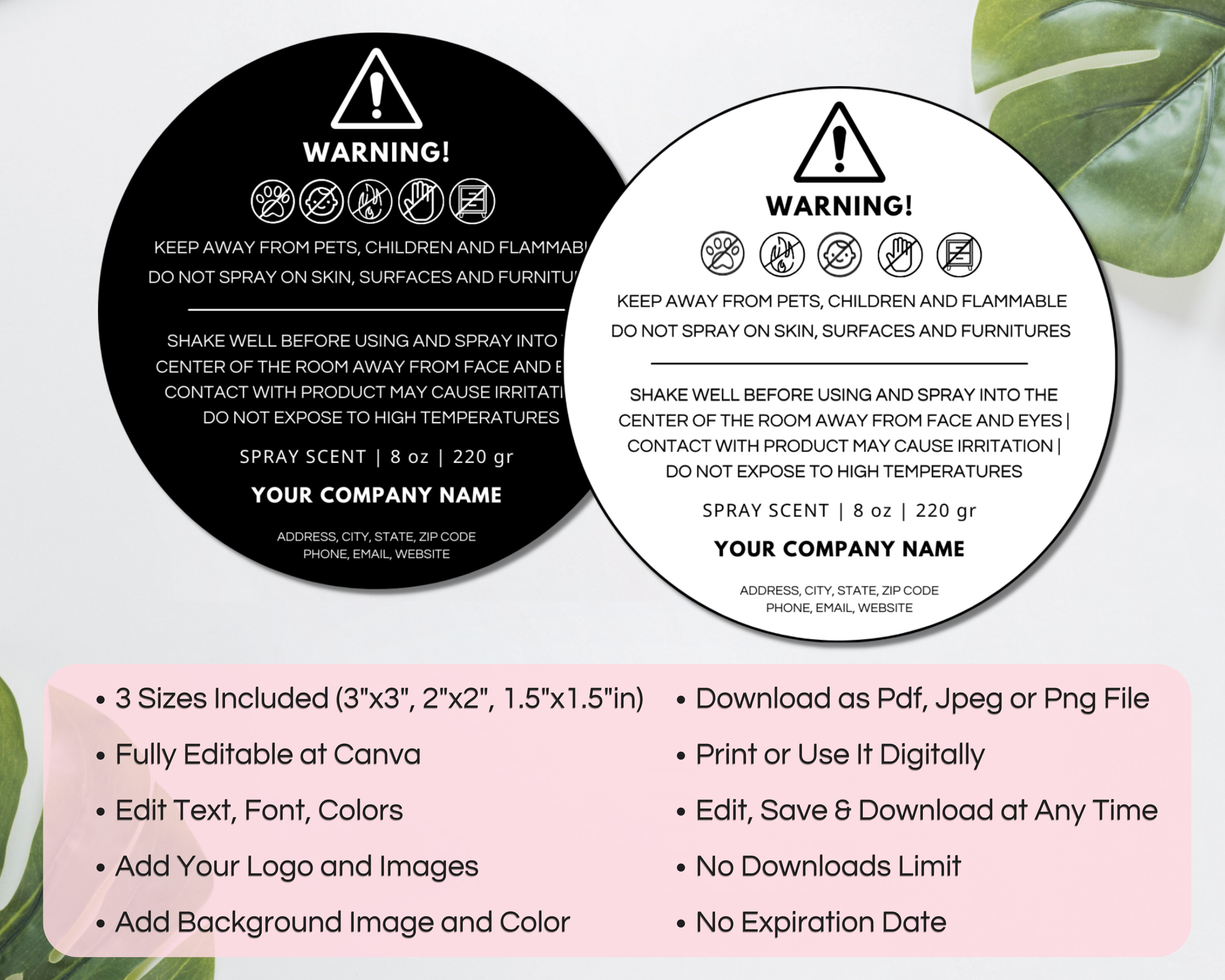 Room Spray Warning Label, Printable Spray Caution Safety Instructions ...