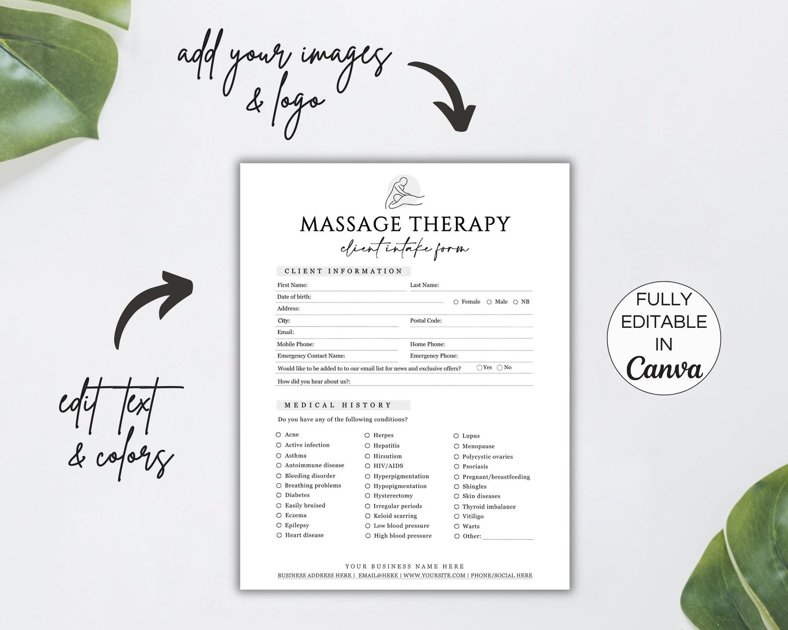 Massage Therapy Forms, Editable Massage Intake Form, Massage SOAP Notes ...