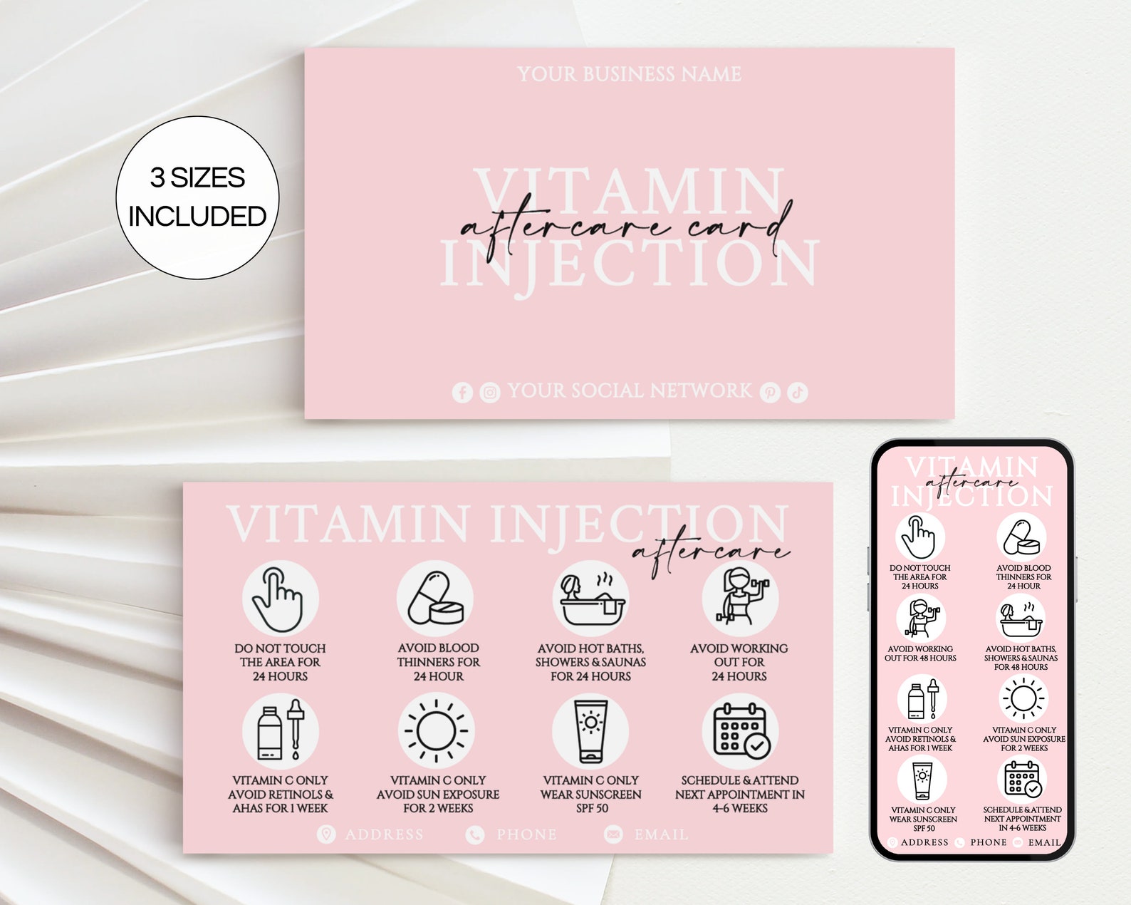 Vitamin Injection Aftercare Card, Printable Vitamin C B12 Injections ...