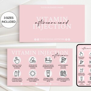 Vitamin Injection Aftercare Cards, Editable Vitamin C D3 B12 Injection ...