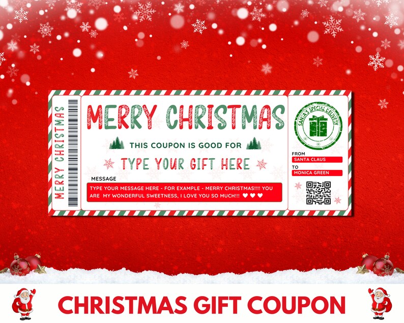 Editable Christmas Gift Coupon Template, Printable Christmas Gift ...