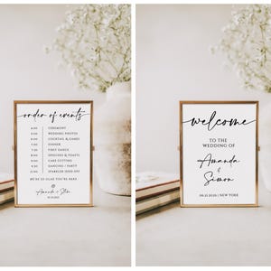 Minimalist Wedding Sign Bundle, Modern Wedding Signage Bundle, Editable ...