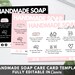 Soap Care Card Template, Editable Handmade Soap Care Cards, Printable ...