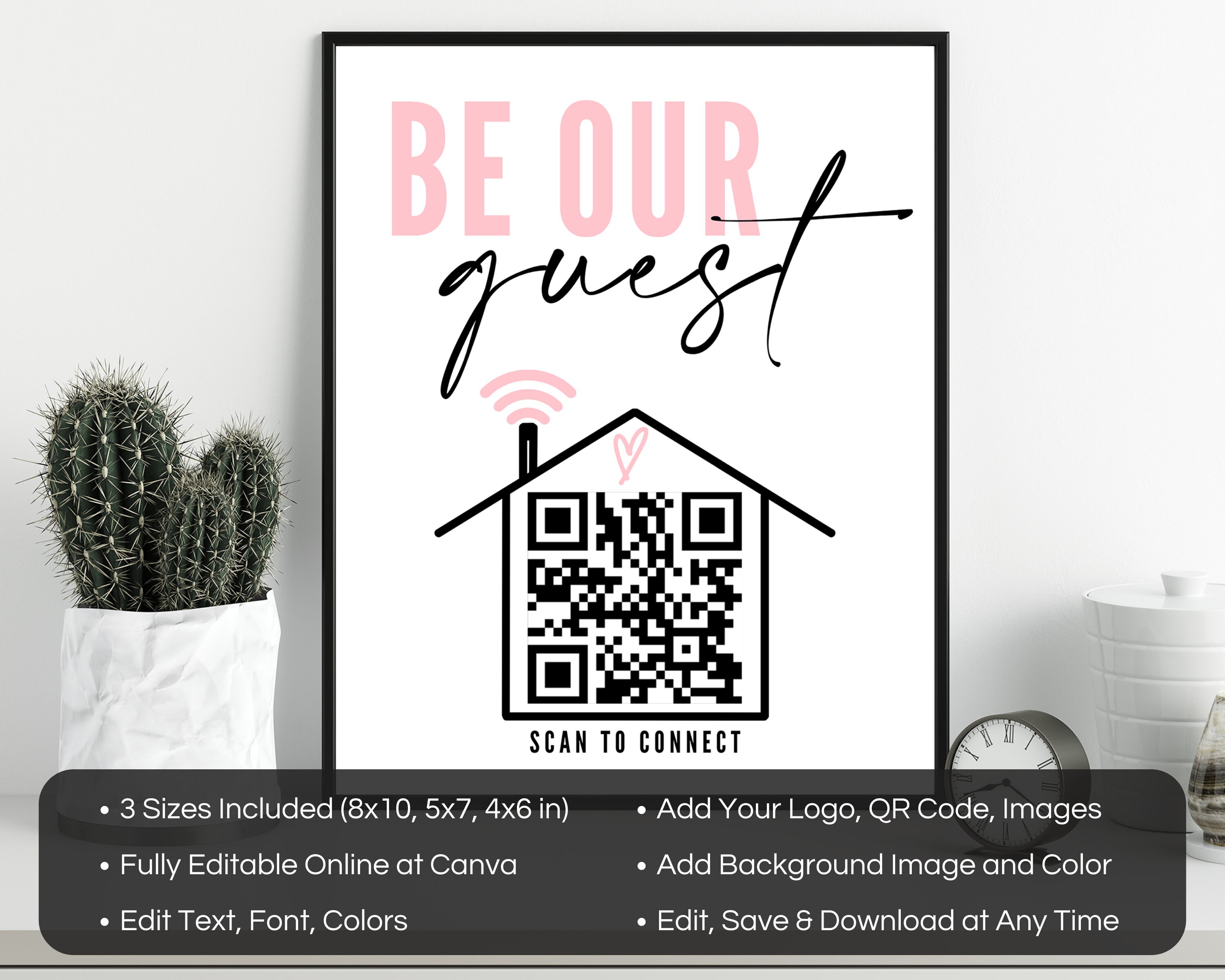 Wifi Sign QR Code Printable Editable Wifi QR Code Be Our - Etsy