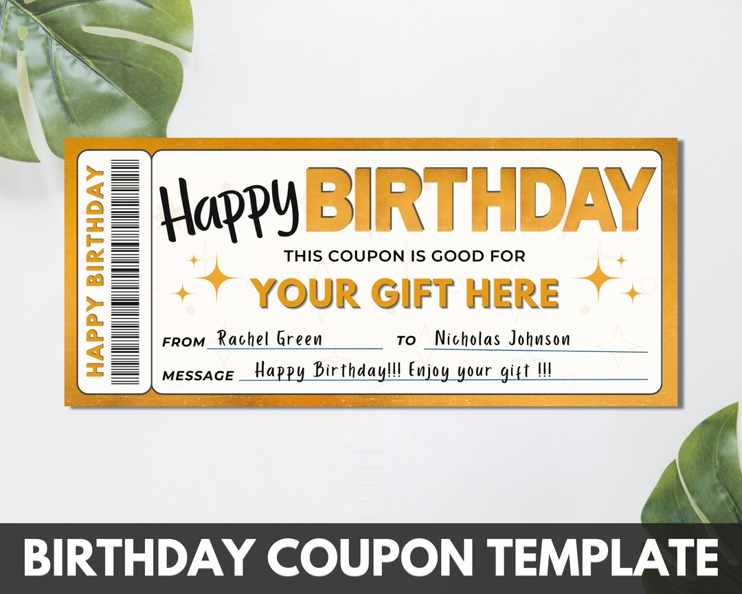 Happy Birthday Gift Certificate, Editable Birthday Coupon Canva ...