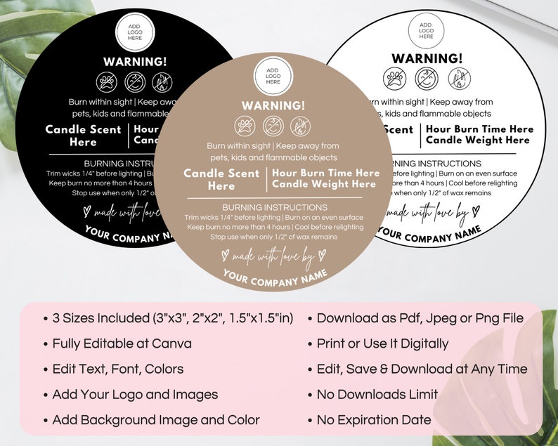 Editable Candle Warning Label Template Candle Safety Label - Etsy