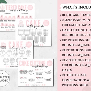 Cake Cutting Guide Bundle, Editable Cake Cutting Instructions 10 Canva ...