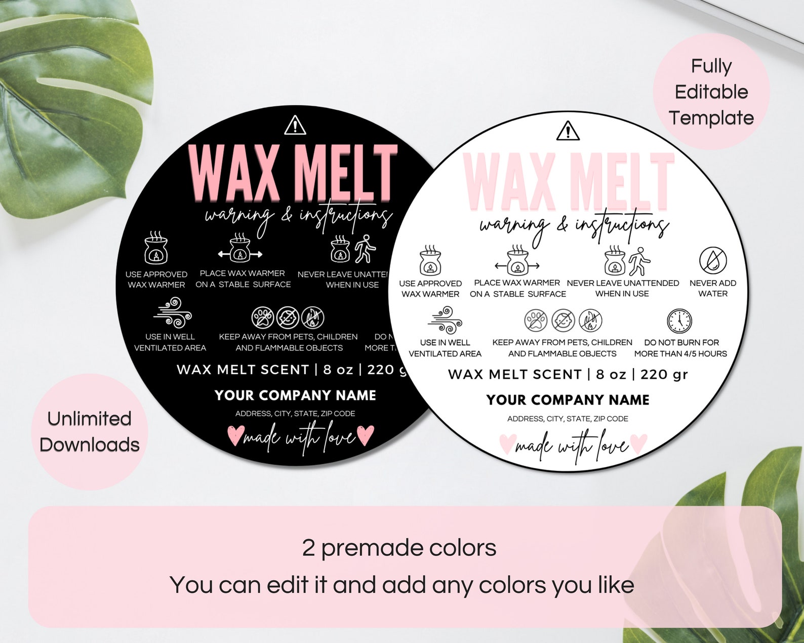 Wax Melt Warning Label Canva Template Editable Wax Melt Label | Etsy