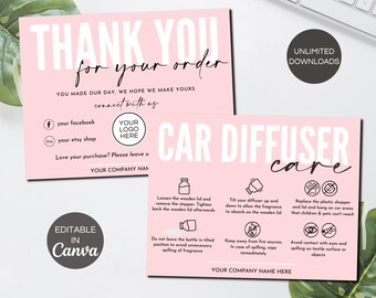 Car Diffuser Care Cards. 18 per Pack. - Etsy