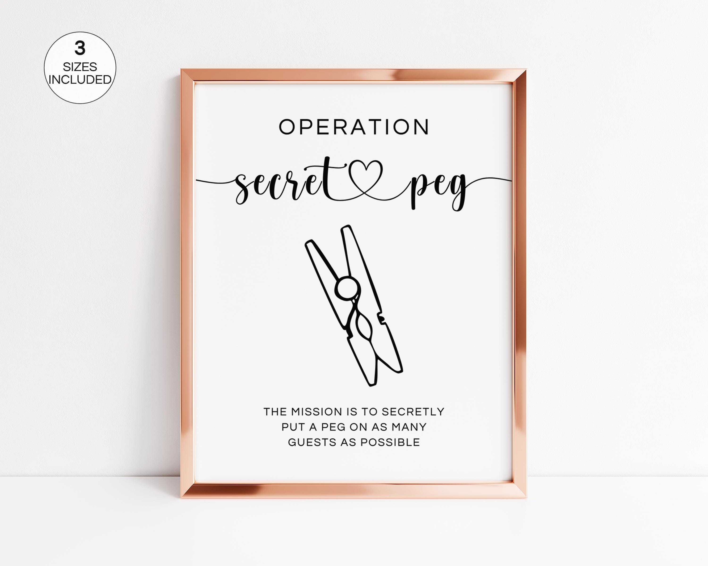 Wedding Peg Game Sign, Printable Wedding Reception Game, Editable Fun ...