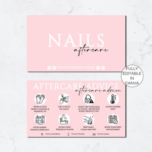 Nails Aftercare Card, Editable Nails Care Instructions, Printable ...