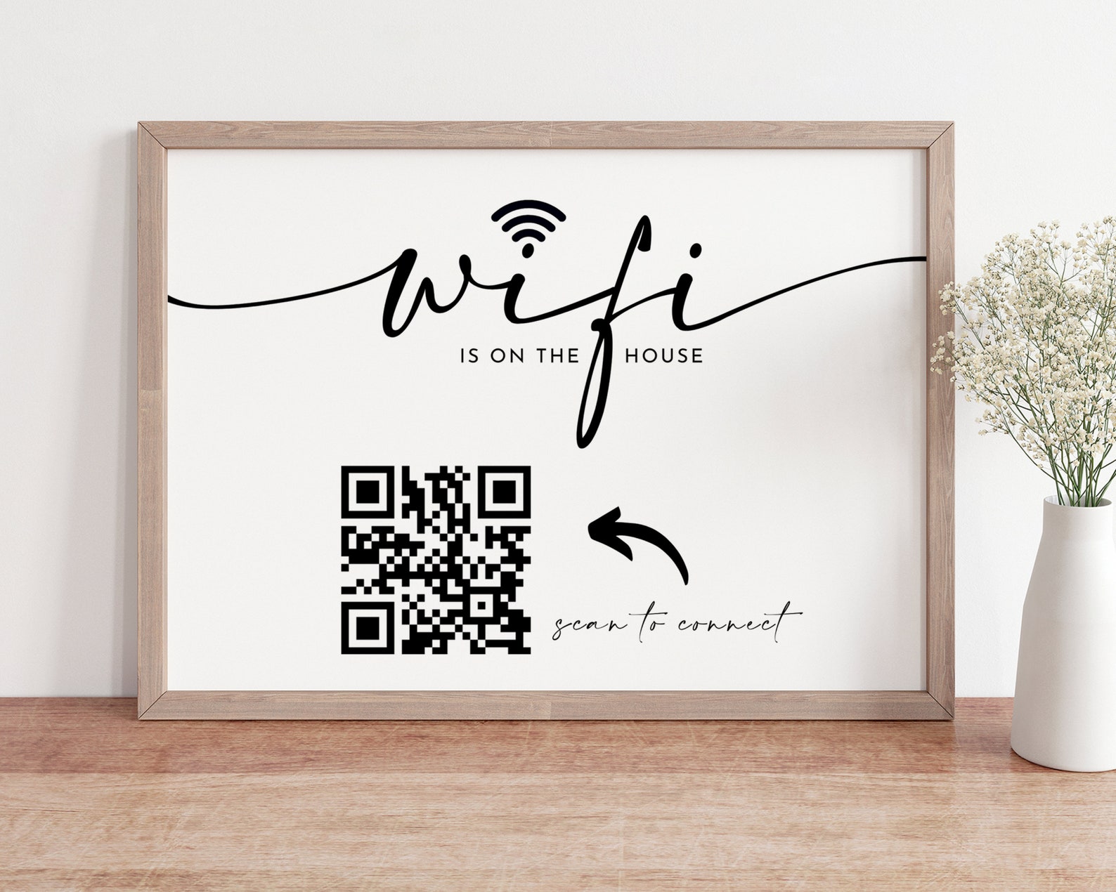 Wifi Sign QR Code Editable Wifi Sign Canva Template - Etsy