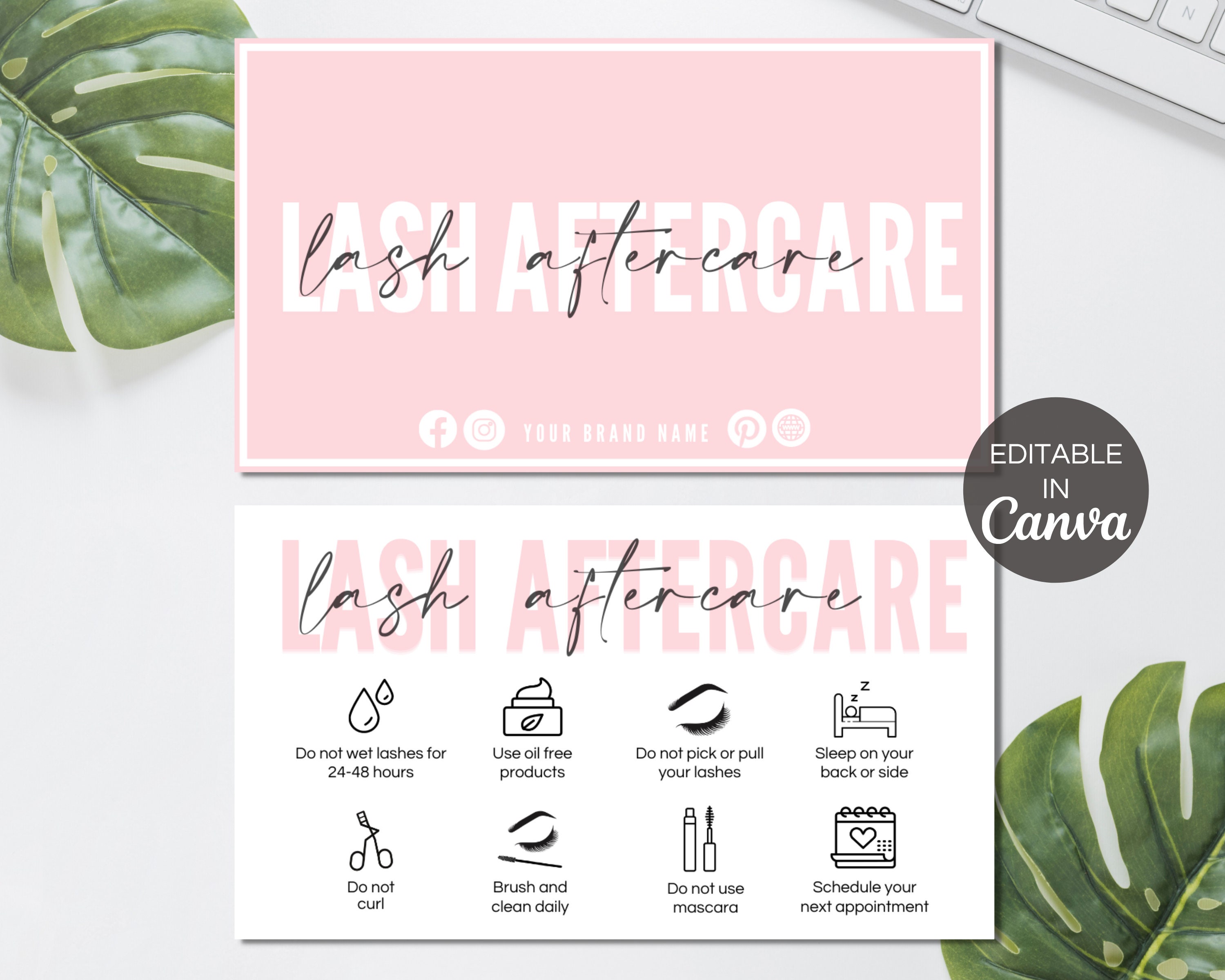 Lash Aftercare Card Template Editable Lash Business Card - Etsy