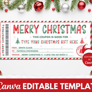 Christmas Gift Certificate, Editable Christmas Coupons, Printable Mom ...