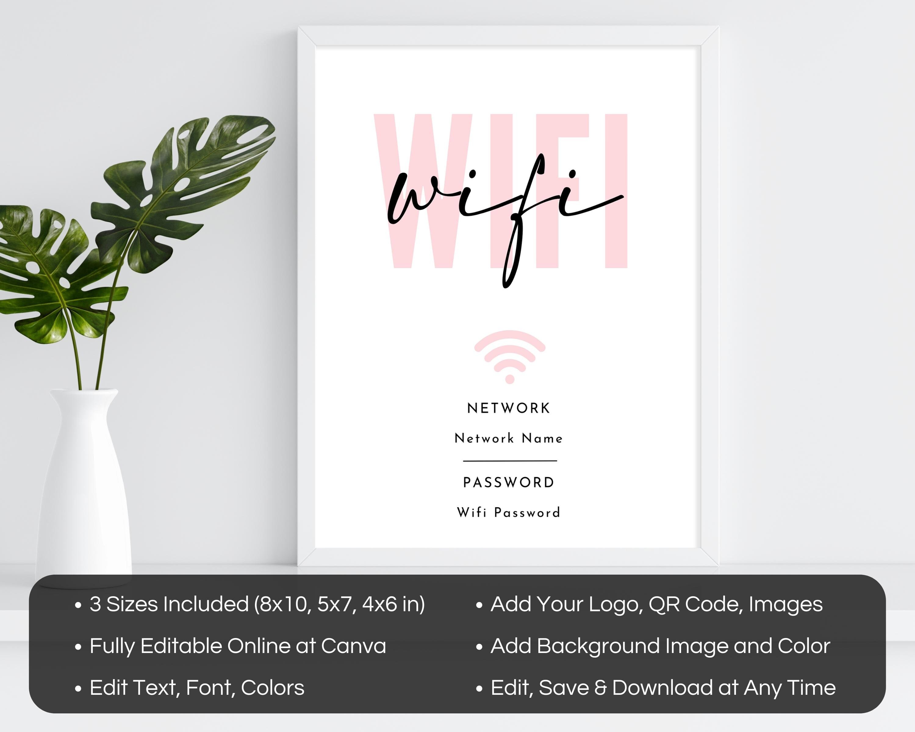 Wifi Password Sign Printable Editable Free Wifi Sign - Etsy