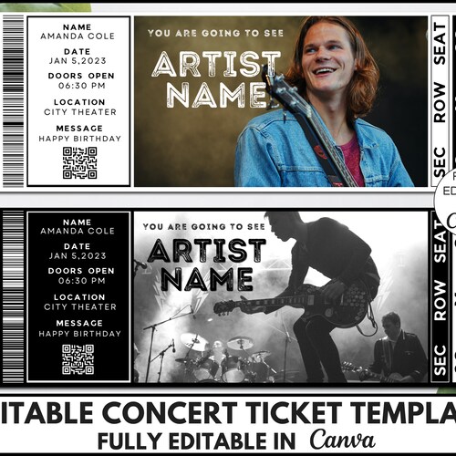 Concert Ticket Template Editable Event Ticket Canva Template - Etsy
