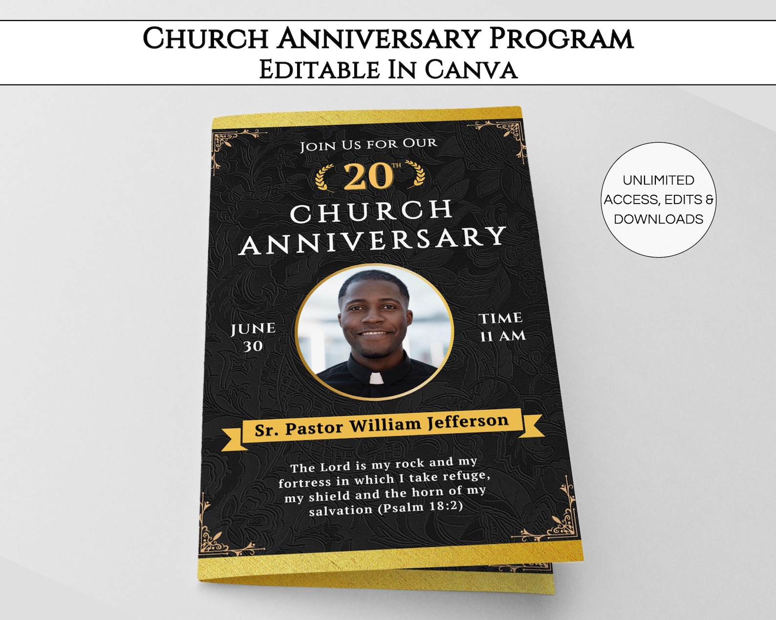 Church Anniversary Program, Printable DIY Churchanniversary Bulletin ...