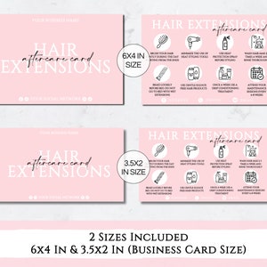 Hair Extensions Aftercare Card, Editable Hair Extension Care Cards ...