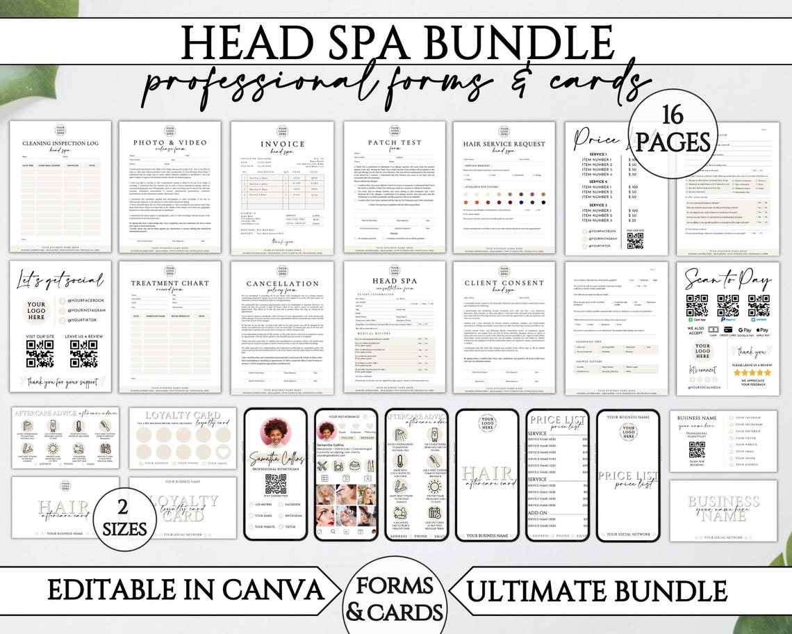 Head Spa Forms Bundle, Editable Japanese Head Spa Consent Forms, Beauty ...
