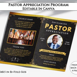 Pastor Appreciation Program Template, Editable Pastor Installation ...