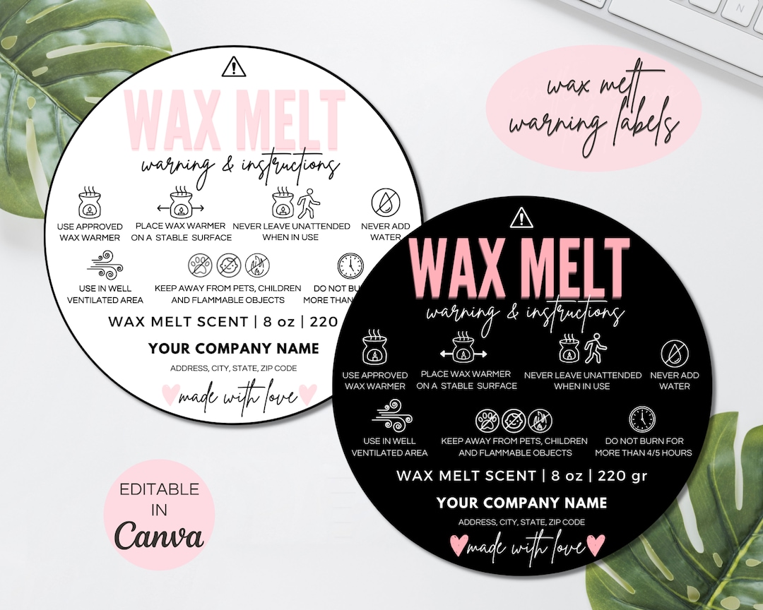 Wax Melt Warning Label Canva Template Editable Wax Melt Label - Etsy